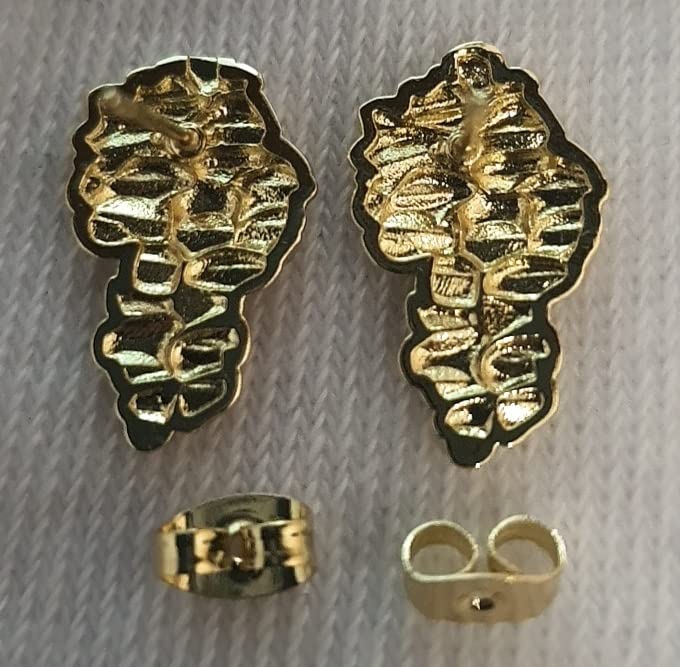 Gold Plated Nugget Stud Earrings for Men and Women