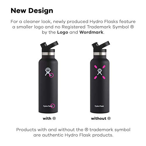 Hydro Flask 21 oz. Water Bottle - Stainless Steel, Reusable, Vacuum Insulated with Standard Mouth with Sport Cap , Carnation