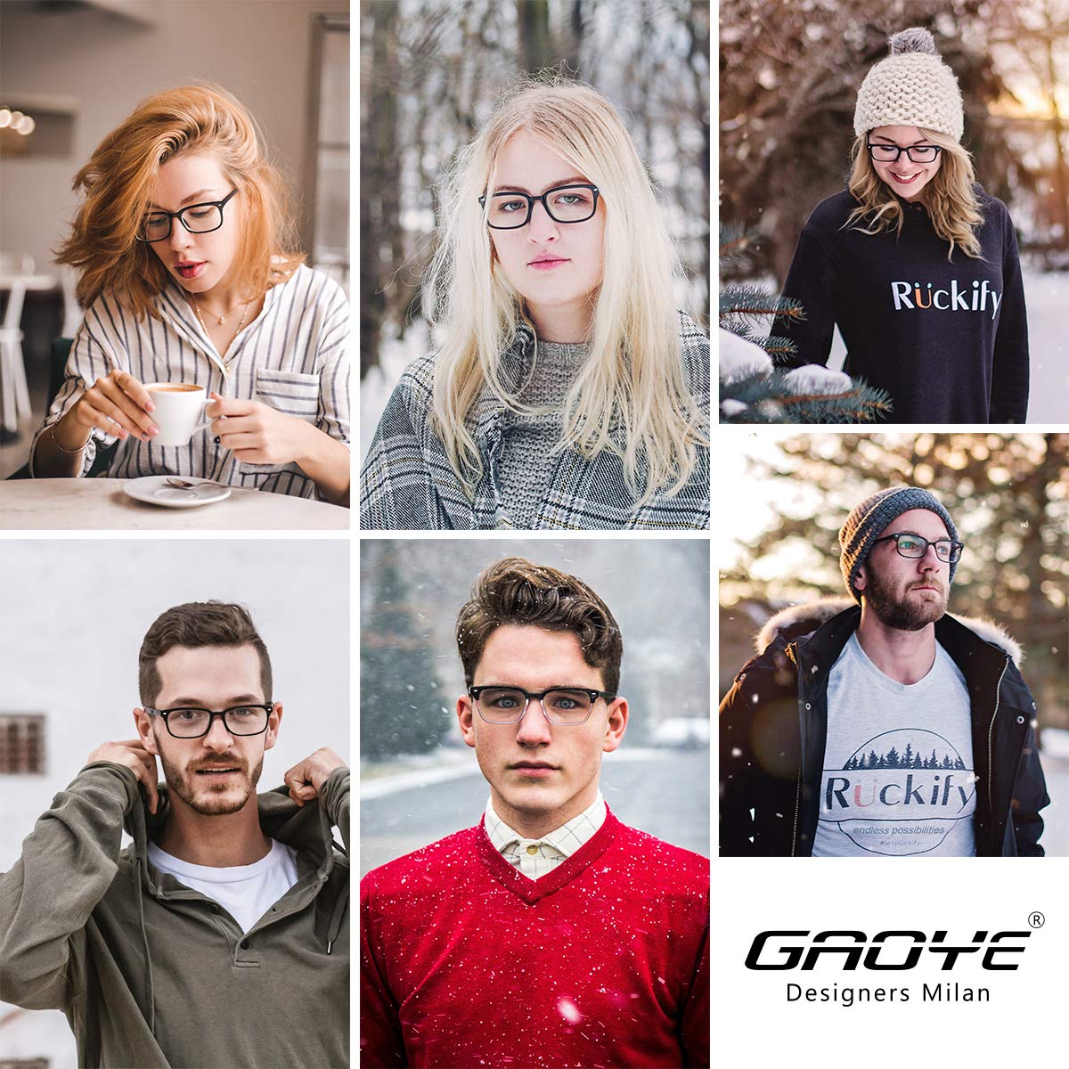 Gaoye Progressive Multifocus Reading Glasses Blue Light Blocking for Women Men,No Line Multifocal Readers with Spring Hinge (Light Black/GY1701, 2.0)