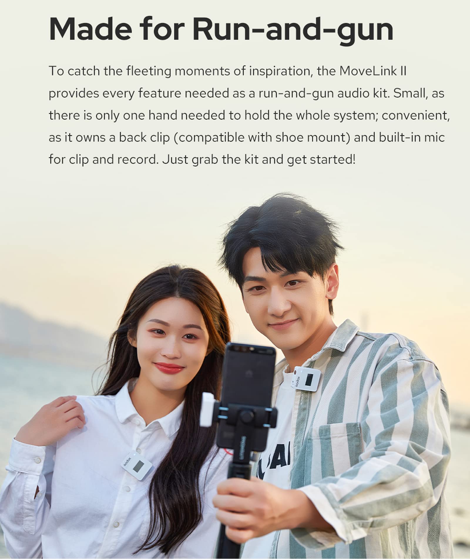 GODOX MoveLink M2 2.4GHz Wireless Microphone System for Vlogger,Youtuber,Speakers, Interviewer, Filmmaker and More. (M2)