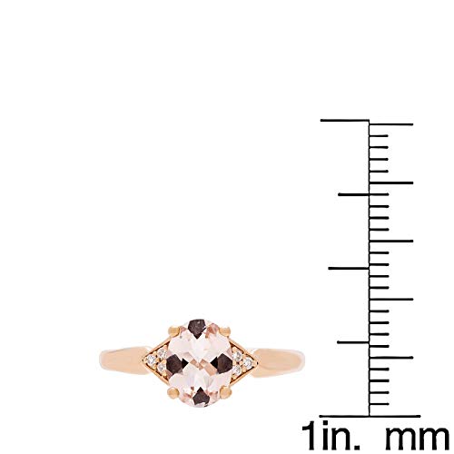 Gin & Grace 10K Rose Gold Genuine Morganite Diamond (I1,I2) (Size 7) Propose Promise Ring for Women