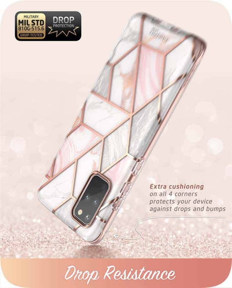 i-Blason Cosmo Series Case for Samsung Galaxy S20+ Plus 5G (2020 Release), Stylish Glitter Protective Bumper Case with Built-in Screen Protector (Marble)