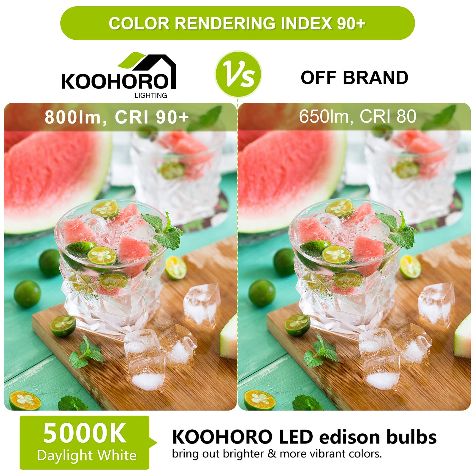 KOOHORO Vintage LED Light Bulbs,60 Watt Equivalent,Efficient 7W,Dimmable,ST58/ST19 Antique Light Bulbs,Daylight 5000K,LED Bulbs with CRI 90+,High Brightness 850LM,E26 Medium Base,Pack of 6