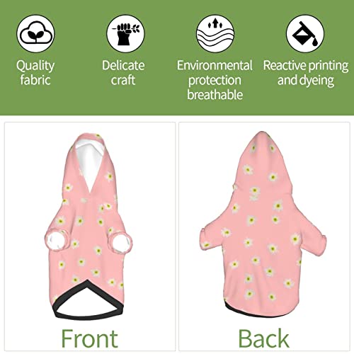 Small Pet Sweaters with Hat Summer-Pink-Daisy Cat Puppy Hoodie Pet Hooded Coat Large