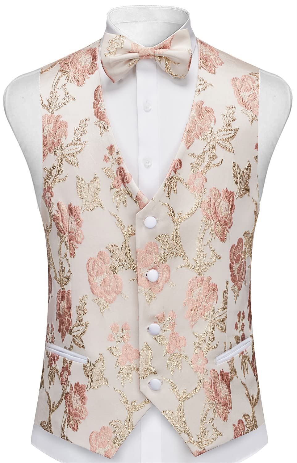 Gwenhwyfar Pink Suit for Men, Prom Suits for Men Slim Fit, Jacket Vest Pants for Wedding Dressy 3 Pieces