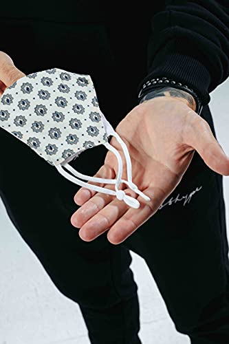 Hype ADULT WHITE POLKA DESIGN ADJUSTABLE FACE MASK