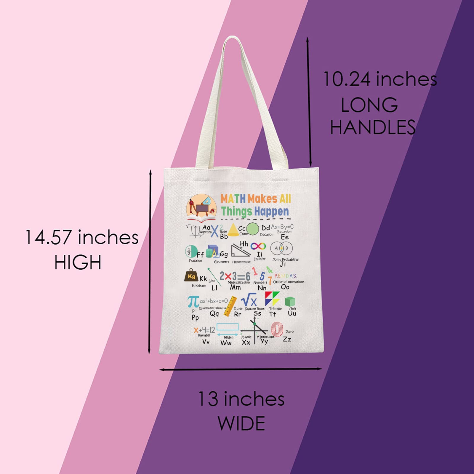 Math Teacher Tote Bag Math Teacher Gift Math Teacher Appreciation Gift End of Year Gift for Math Teacher (Handbag)
