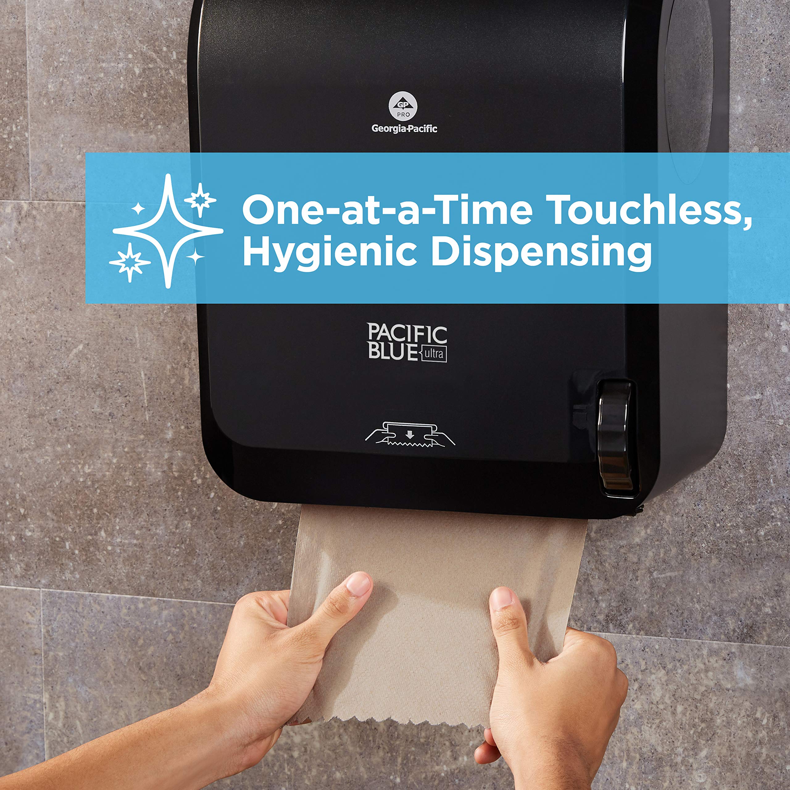 Georgia-Pacific Blue Ultra 8" High-Capacity Mechanical Touchless Paper Towel Dispenser by PRO , Black, 59589, 12.9" W x 9" D x 16" H, 1 Dispenser