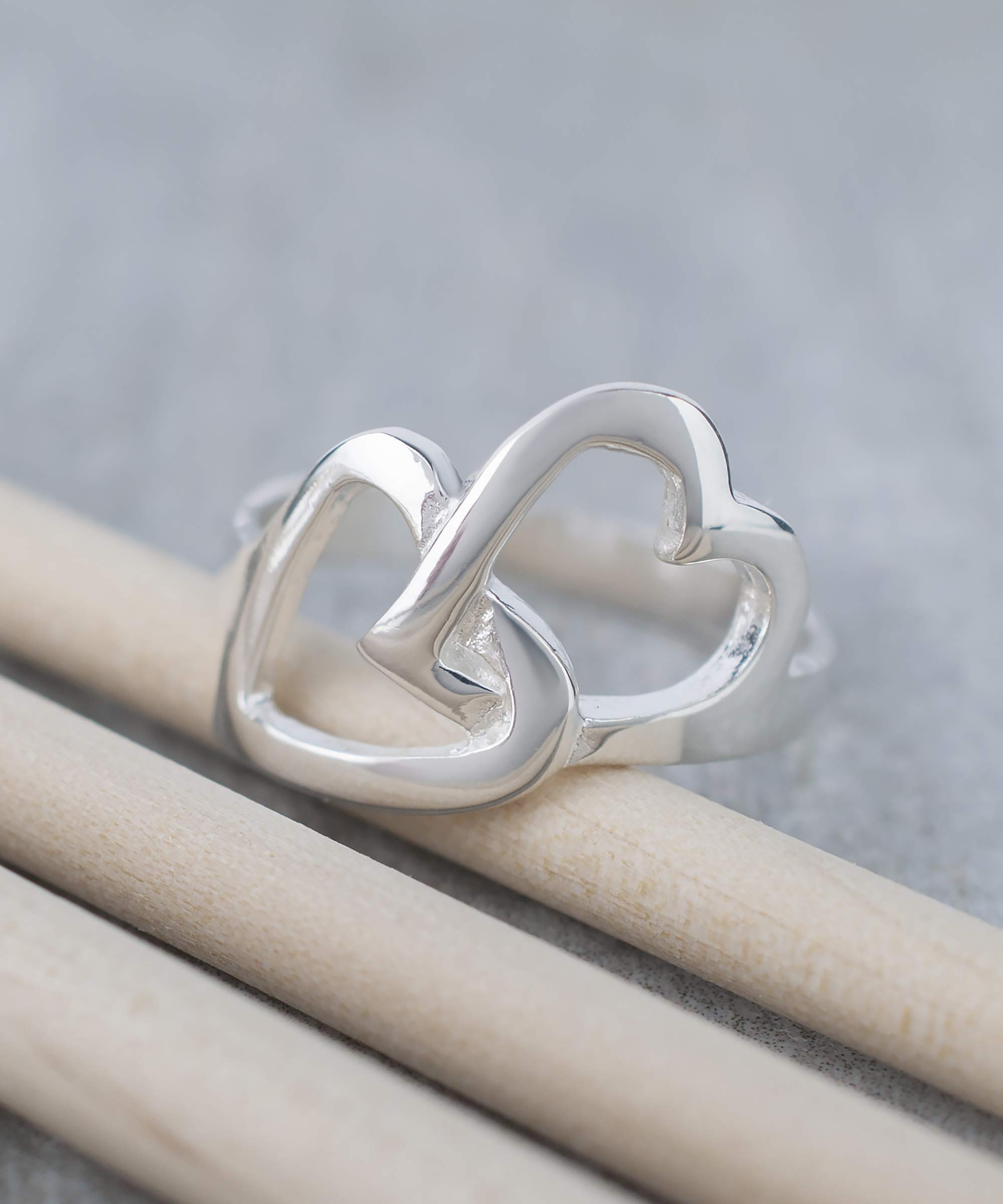 Heart to Heart 925 Sterling Silver Eternal Love High Polish Ring, Valentine's Day Jewelry Gift for Her (7)