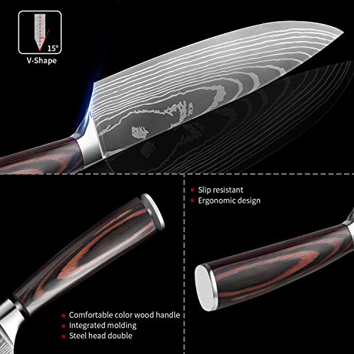 XITUO Kitchen chef Knife Set,8 Piece High Carbon Stainless Steel Knives Pakkawood Handle, Ultra Sharp Cooking Knife with Knife Sheath & Gift Box (8PCS Chef Knife Set)