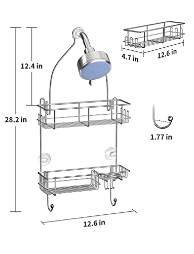 SHAPON Shower Caddy Hanging Over Shower Head Organizer, SUS202 Stainless Steel Rustproof Shower Shelf Organizer, Storage Rack for Bathroom and Shower Room, Silver