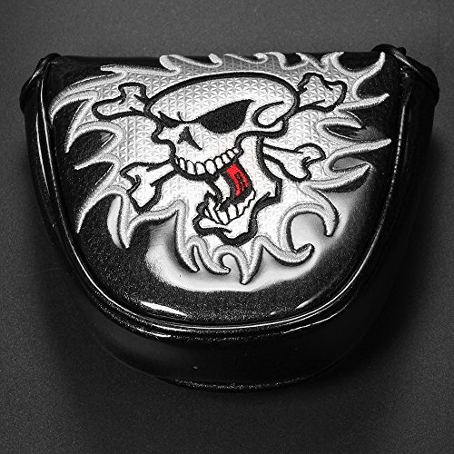 Golf Skull Skeleton Black Mallet Putter Cover Headcover for Odyssey Scotty Cameron Taylormade (Black)