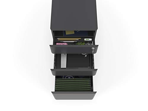 HON Basyx Commercial-Grade Modern Mobile Steel Pedestal, Filing Cabinet, Standard, Charcoal