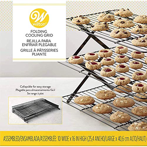 Wilton 3-Tier Folding Cooling Grid - Cool Dozens of Cookies or Treats on an Expandable Cooling Rack, Collapse for Easy Storage, 10 x 16-Inch