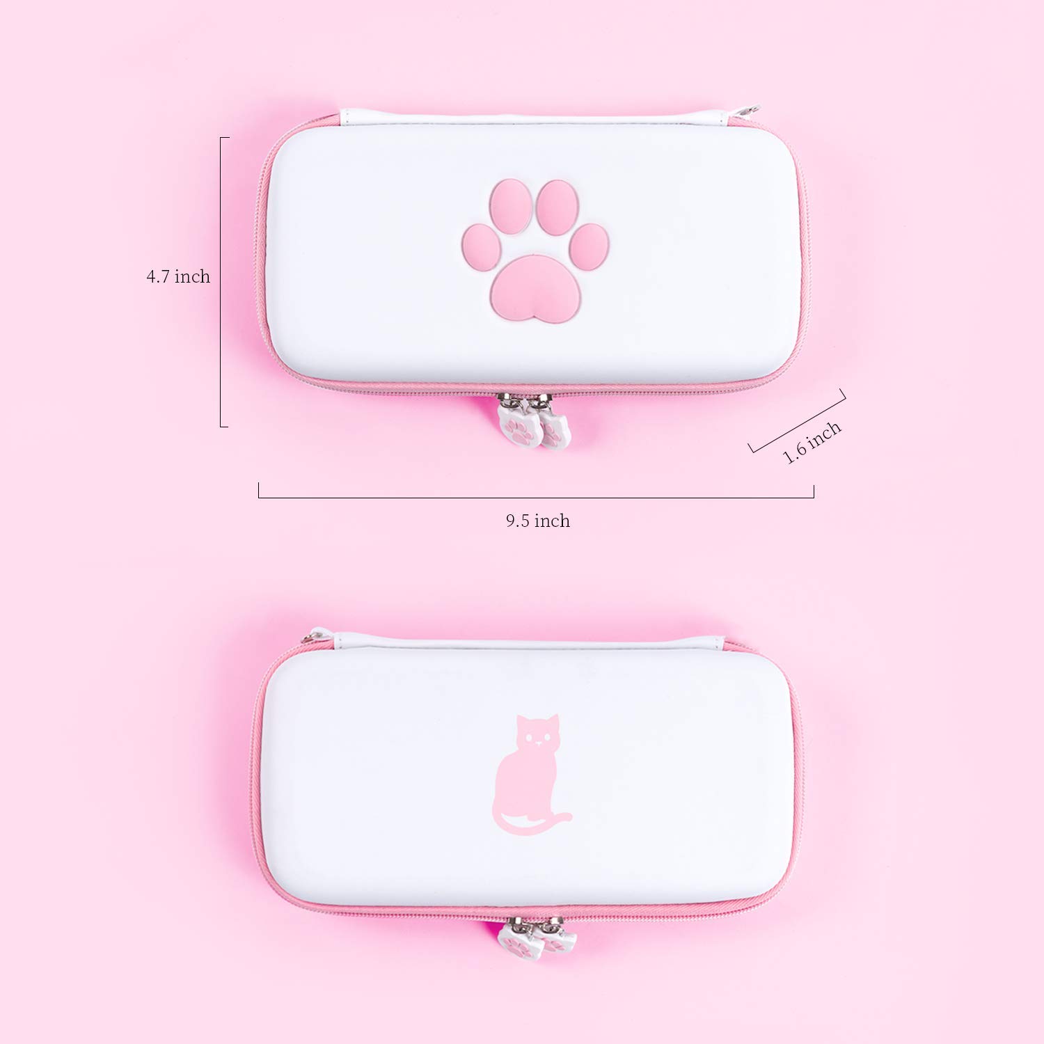Geekshare Cute Paw Switch Lite Travel Carrying Case Compatible with Nintendo Switch Lite Games Hard Shell Portable Storage Bag for Switch Lite & Game Accessories (for Switch Lite)