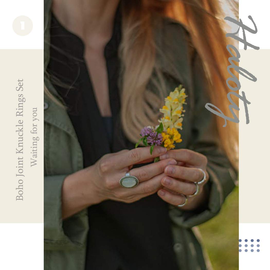 Haloty Boho Black Crystal Joint Knuckle Rings Silver Elephant Midi Rings Set Snake Flower Stackable Finger Rings Jewelry for Women and Girls (14PCS)