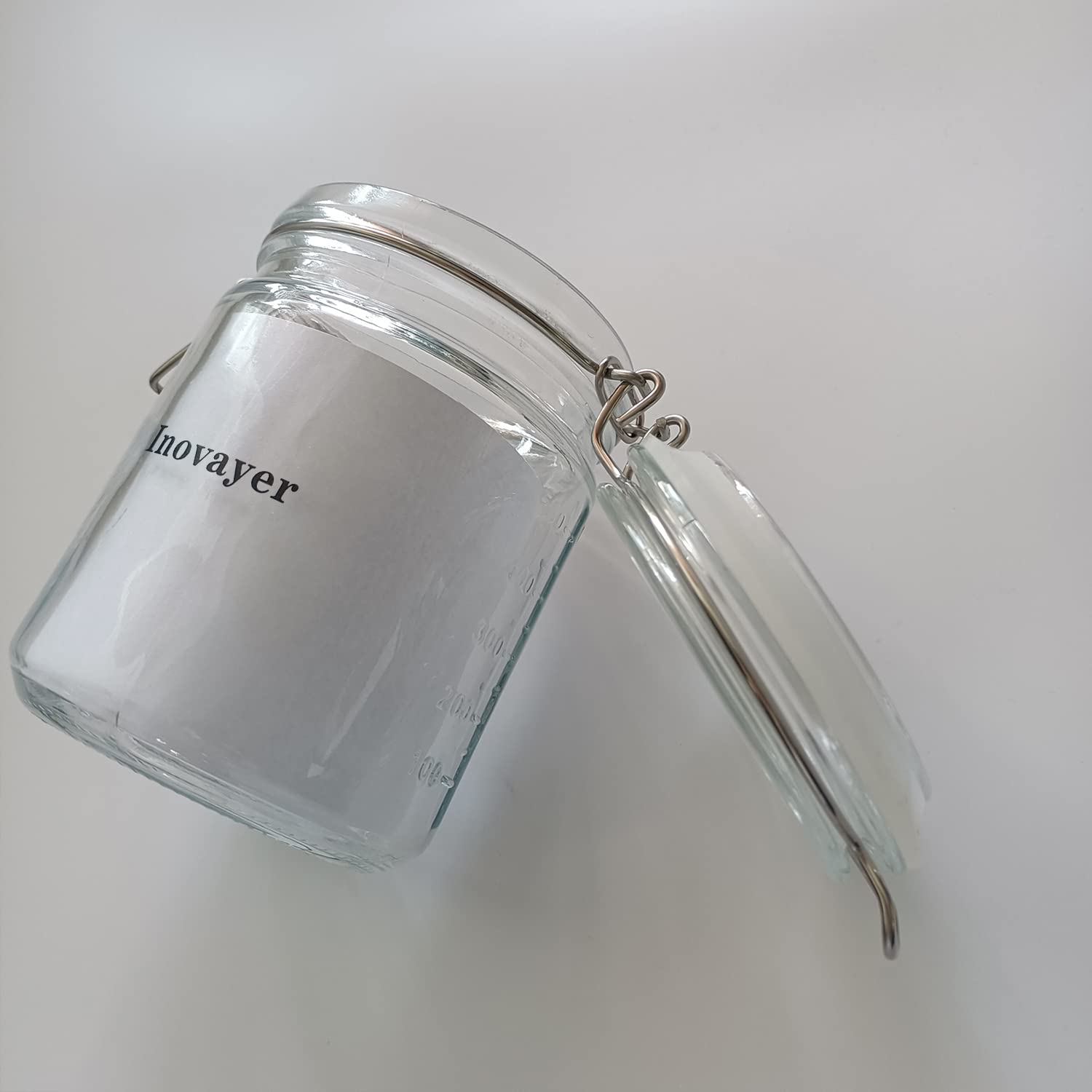 Inovayer- Glass storage jars, 1PCS Food Storage Canister for Kitchen & Pantry Organization and Storage, Square Mason Jar Containers for Storing Sugar