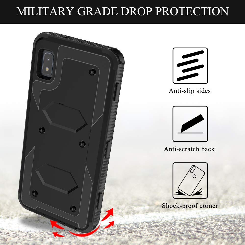 HATOSHI Samsung Galaxy A10e Case with Built-in Screen Protector Not Fit A10 Heavy Duty Protection Armor Shockproof Rubber Bumper Rugged Protective Phone Case Cover for Galaxy A10e 5.8 Inches -Black