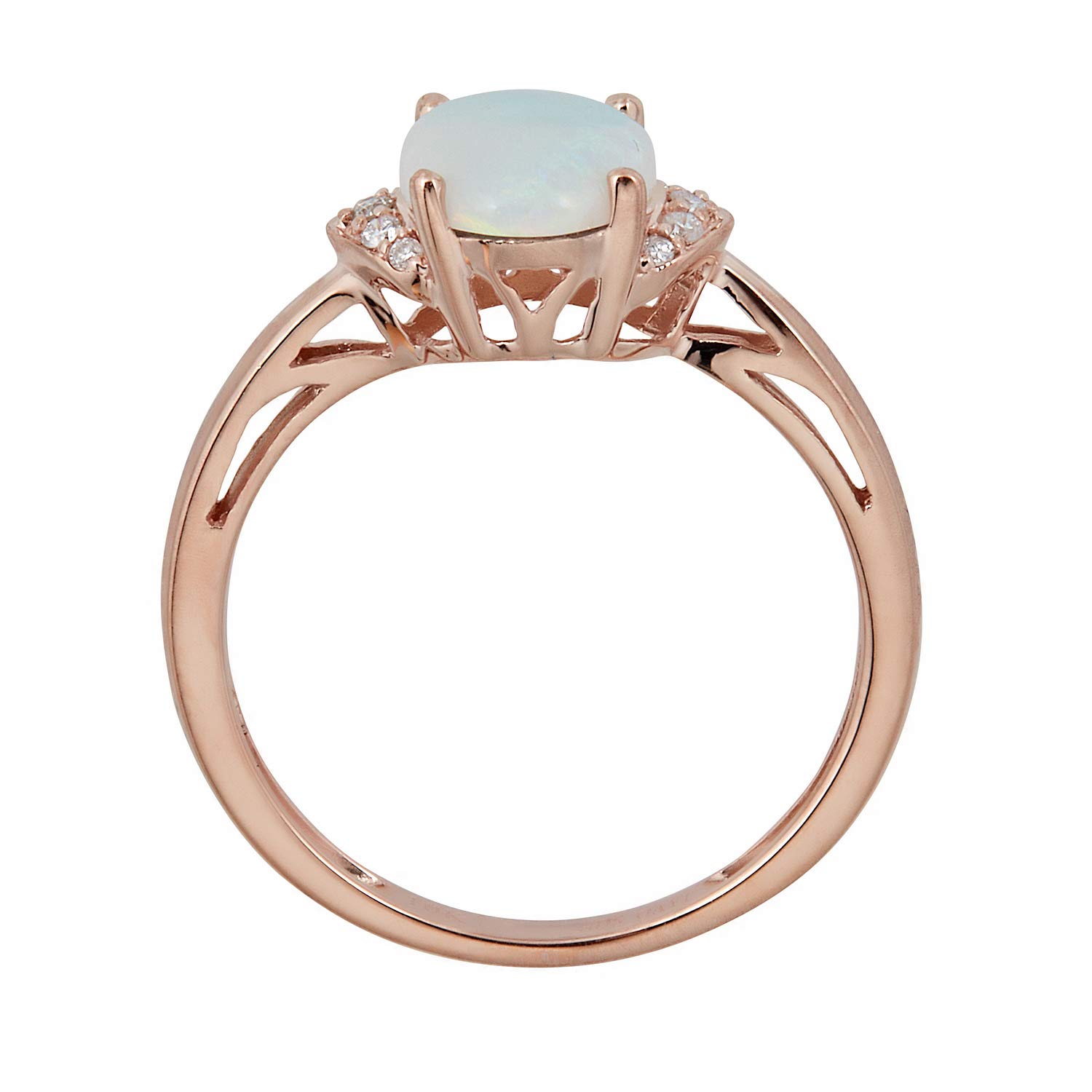 Gin & Grace 10K Rose Gold Natural Australian Opal & Diamond (I1,I2) (Size 10) Propose Promise Ring for Women