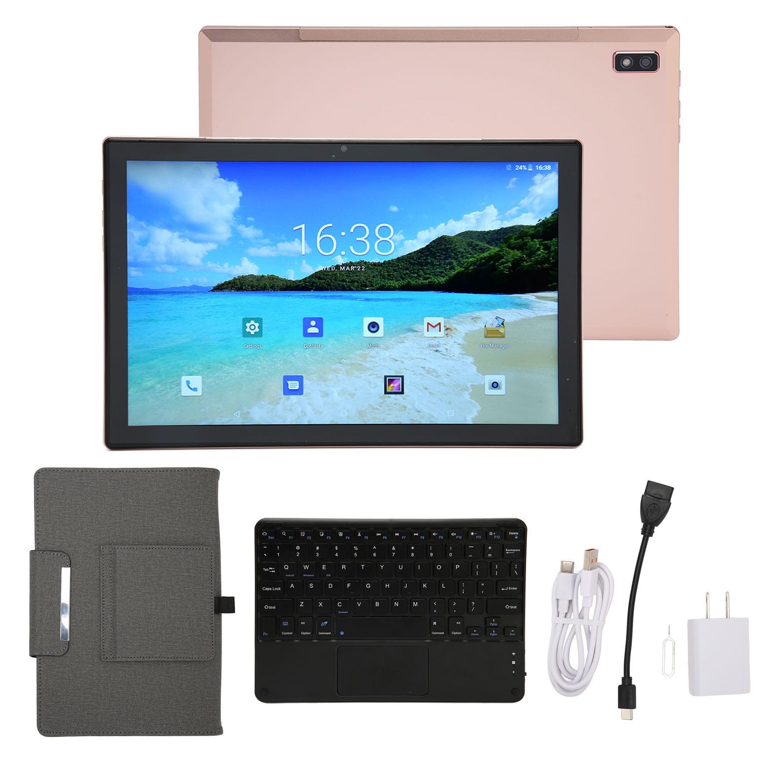 Honio 10.1 Inch FHD Tablet, 4G LTE Octacore CPU 128GB Expandable Keyboard 2 in 1 for Entertainment (US Plug)
