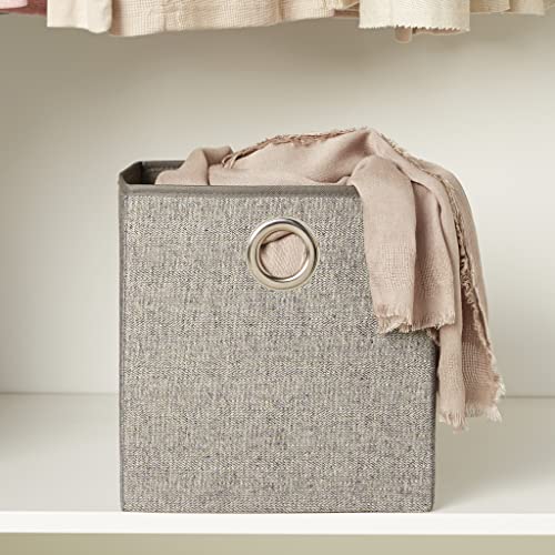Smart Design Cube Organizer - Riveted Reinforced Handles - Heavy Duty Twill Polycotton Fabric - Storage, Arts, Crafts, Accessories, Plushies, Toys - Home Organization (10.5 x 11 Inch) (Gray) 6 Pack