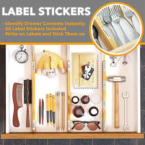 SpaceAid Bag Storage Organizer for Kitchen Drawer, Bamboo Organizer, (4 Pack) Bamboo Drawer Dividers 6 Dividers (17-22 in)