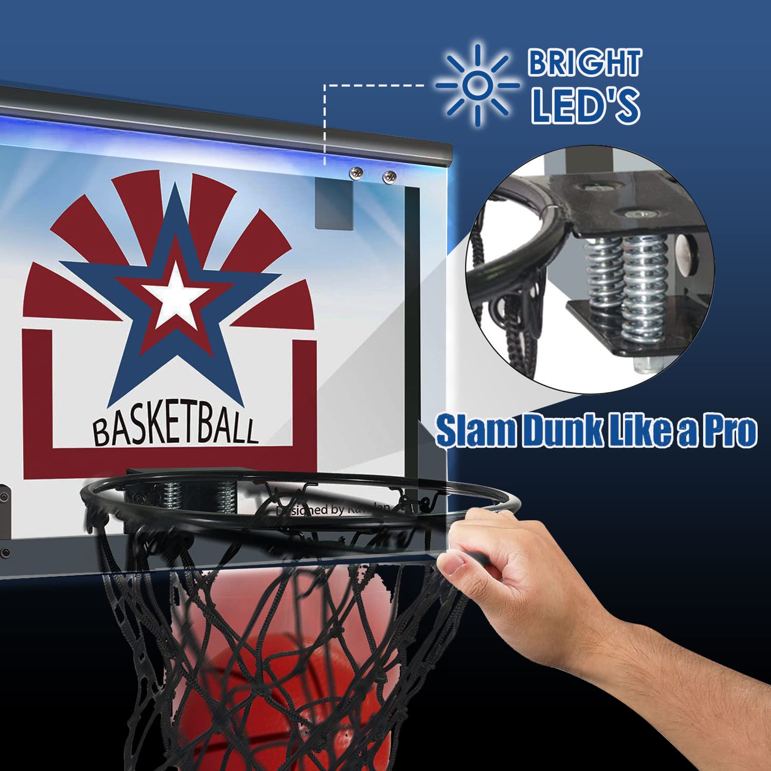 Kavalan Indoor Mini Basketball Hoop with Electronic Scoreboard - for Door and with Complete Basketball Accessories