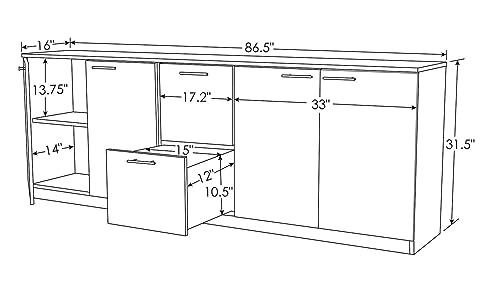 Zuri Furniture Reagan Modern Polished Cabinet Credenza - Black