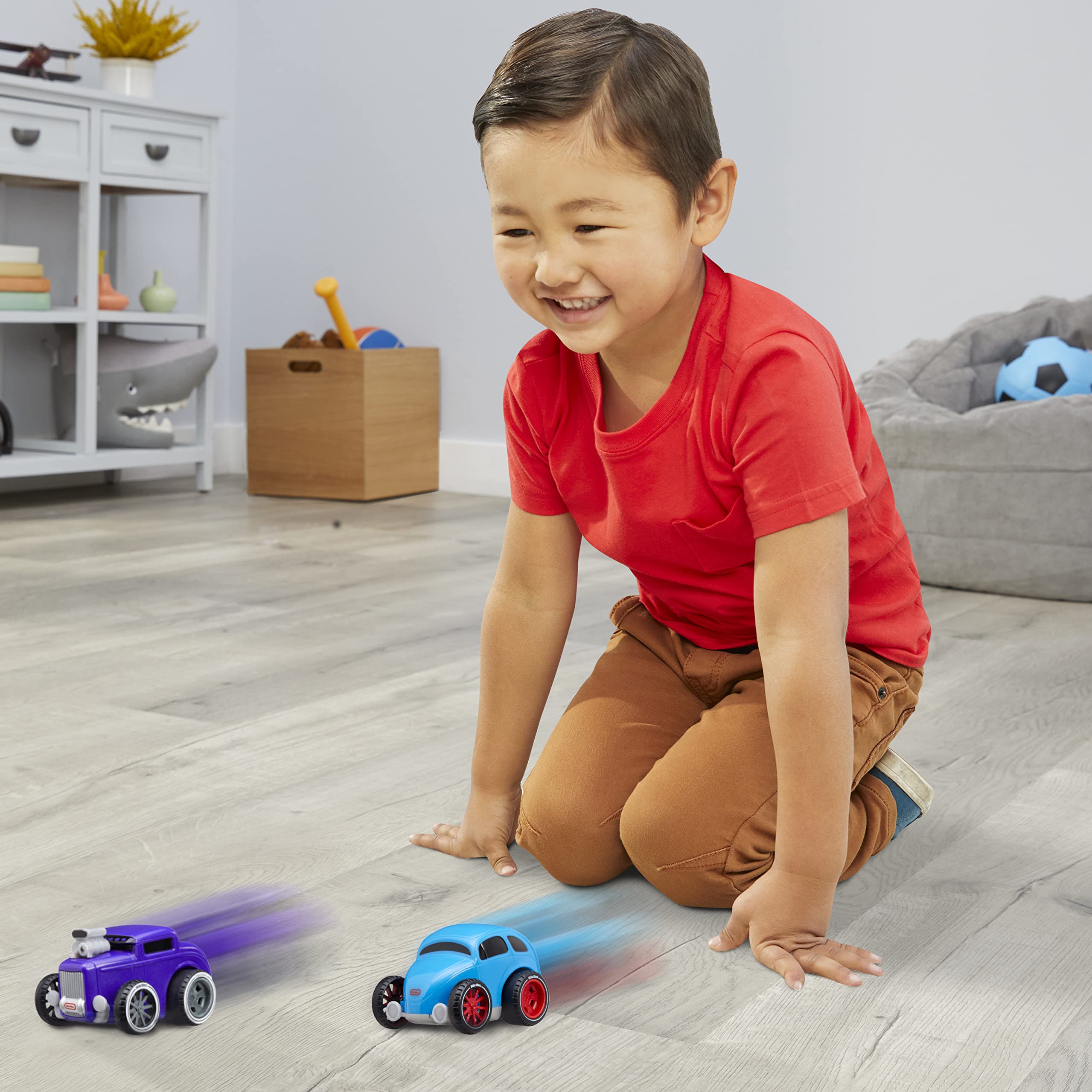 Little Tikes Crazy Fast Cars 2-Pack Hot Rods Themed Pullback Toy Car Vehicle Goes up to 50 ft