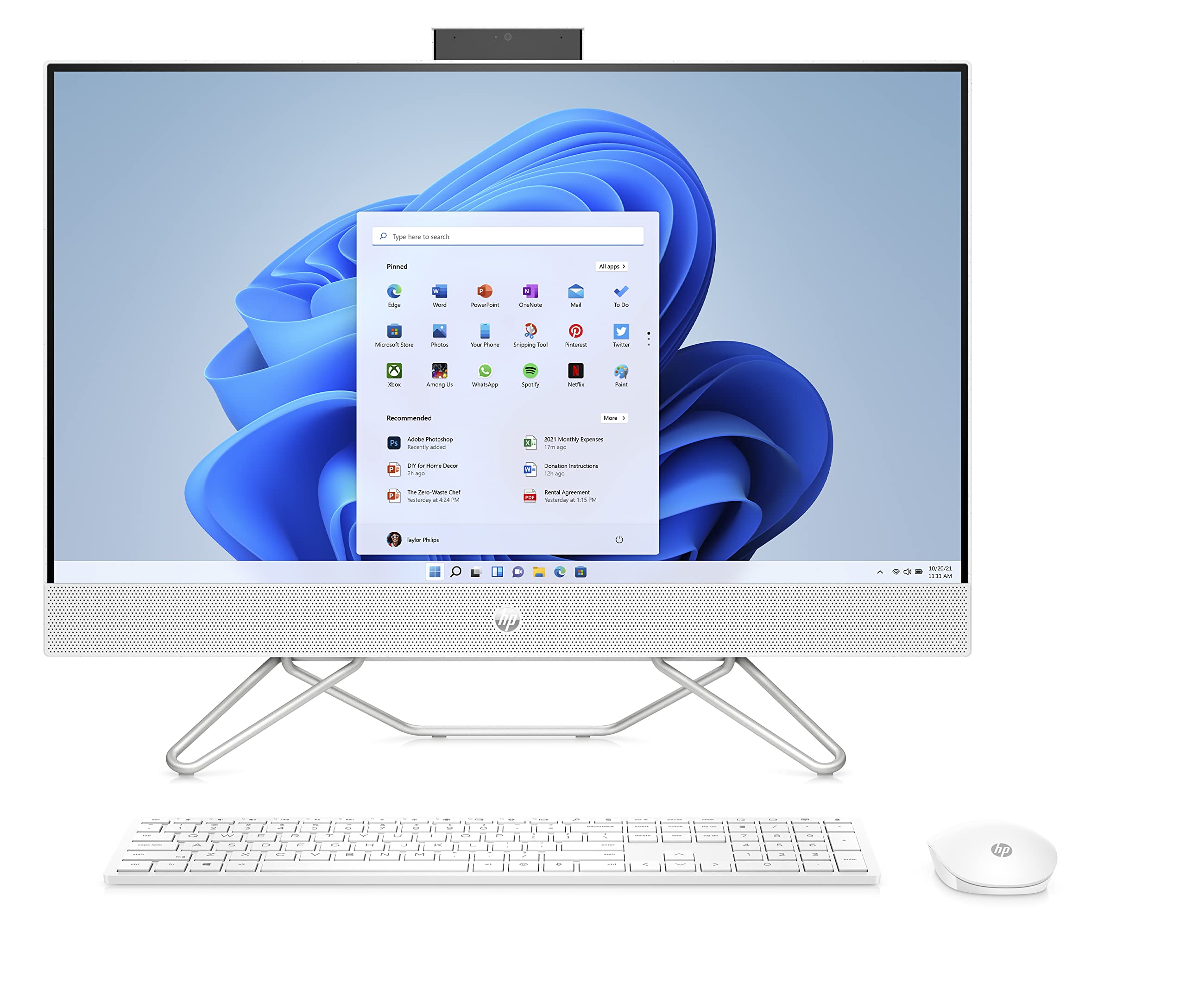 HP 27” All-in-One Desktop PC, AMD Ryzen 7 5700U, 12GB RAM, 256GB SSD & 1TB HDD, FHD IPS Display, Windows 11 Pro(27-CB0052, 2022)(Renewed)