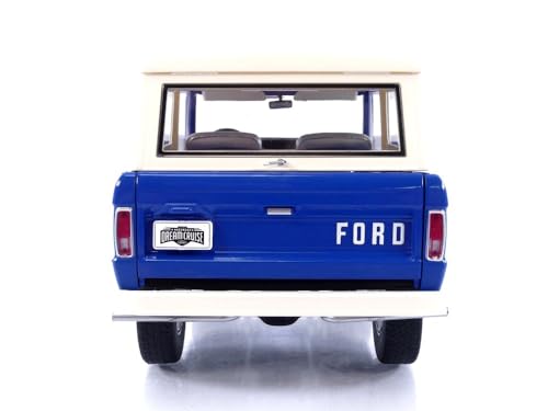 Greenlight 1966 Ford Bronco Blue with Cream Top 26th Annual Woodward Dream Cruise Featured Heritage Vehicle Artisan Collection 1/18 Diecast Model Car
