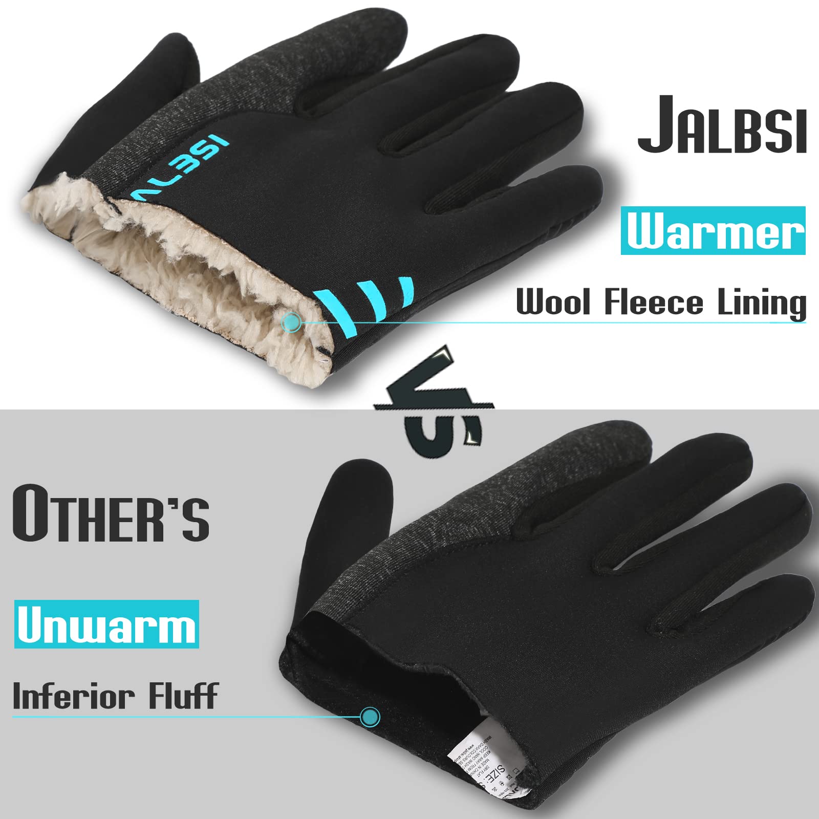 JALBSI Winter Gloves Men Women With Thermal Wool Fleece Lined for Cold Weather Touchscreen Fingers Insulated Warm Windproof