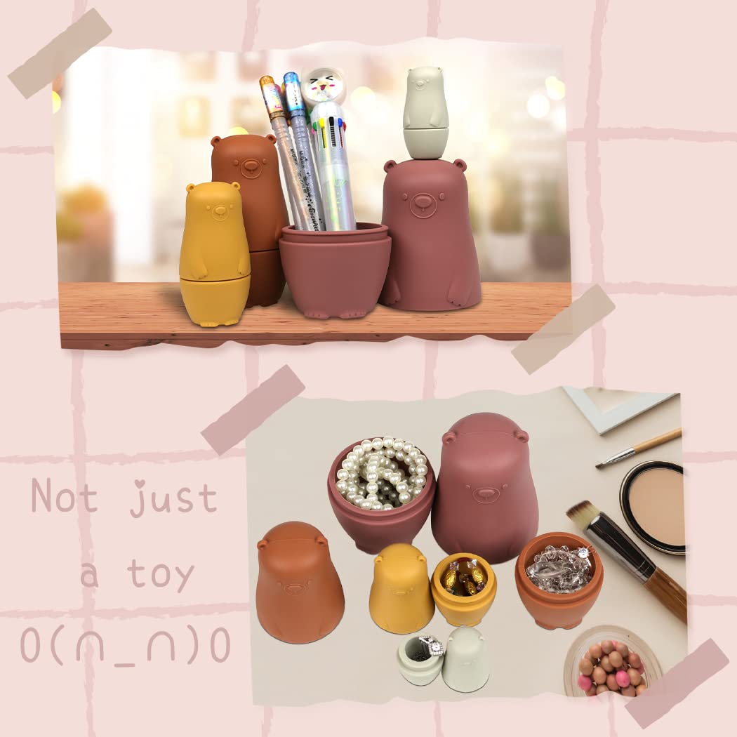 Molovefou Silicone Nesting Dolls Montessori Educational Toy Russian Nesting Dolls for Children Stacking Nesting Doll Toys Set for Toddlers