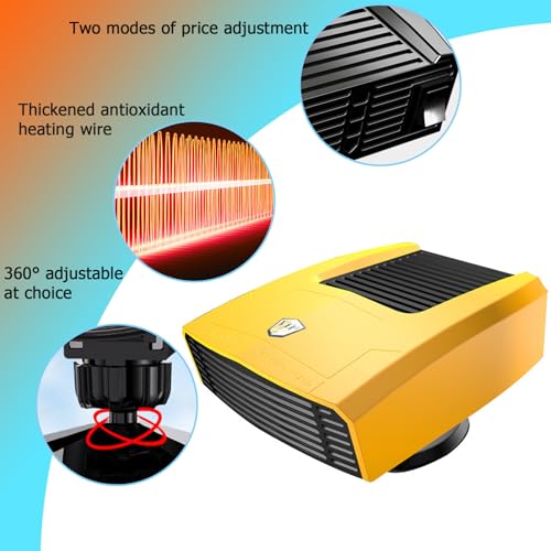 Gntiffy【New 2023】Portable Car Heater,2 in 1 Auto Car Heater, Fast Heating Windshield Defrost Defogger Cooling Car 12V Lighter Heater 60 Second with Heating & Cooling Window Defroster for Car