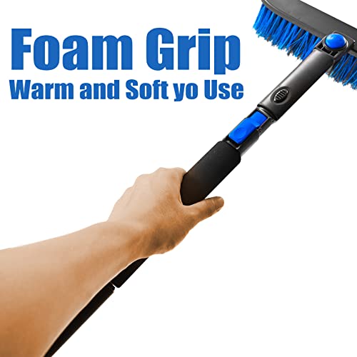 WESBRITE Car Snow Brush and Detachable Ice Scraper with 38inch Long Handle, Foam Handle, Non-Scratch Windshield Brush with 180°Rotating Brush Head,Car Snow Remover for Truck,SUV,RV and More