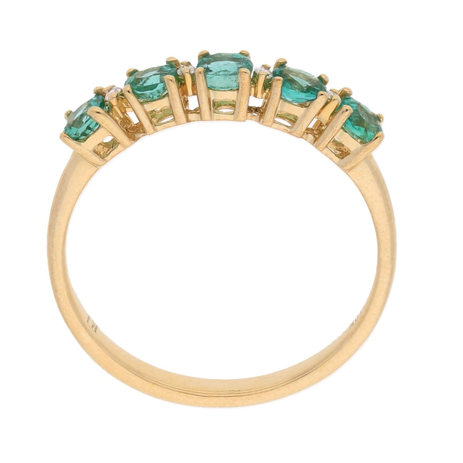 Gin & Grace 14K Yellow Gold Natural Zambian Emerald Ring with Natural Diamonds for women | Ethically, authentically & organically sourced Round-Cut Emerald jewelry for her | Emerald Ring for women.
