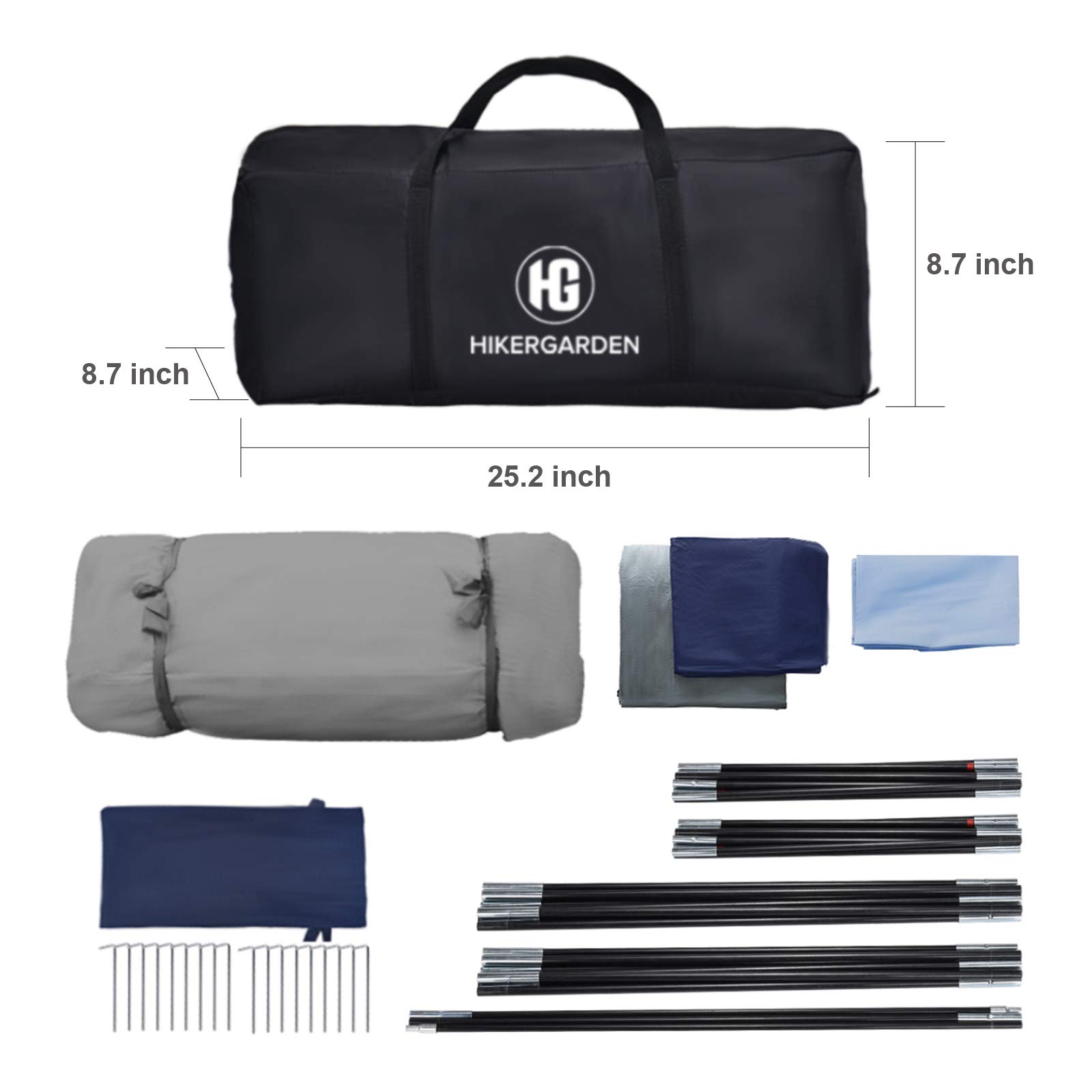 HIKERGARDEN 10 Person Tent for Camping Waterproof, Family Tent, Windproof Fabric, Easy Setup with Large Mesh for Ventilation, Double Layer and Divided Curtain