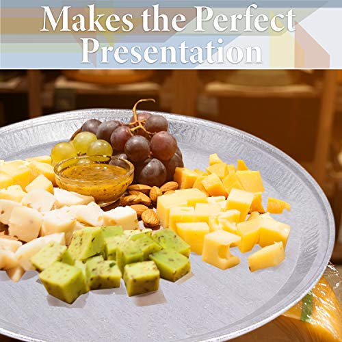 Upper Midland Products 3 Serving Tray Platters Elegant Aluminum Round Disposable Plastic Alternative