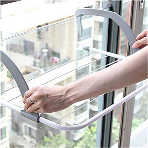 ZyHMW Clothes Airer Portable Folding Drying Rack Outdoor Bathroom Clothes Hanger Balcony Laundry Dryer Airer Shoe Towel Pole Drying Wall Holder,Folding Airer (Color : Dark Gray) (Color : Dark Gray)