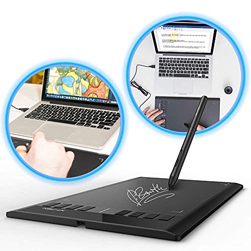 XPPen Star03 V2 Drawing Tablet Graphics Drawing Pen Tablet with 8192 Levels Pen Pressure Battery-Free Stylus Passive Pen Signature Board with 8 Hot Keys (Black)