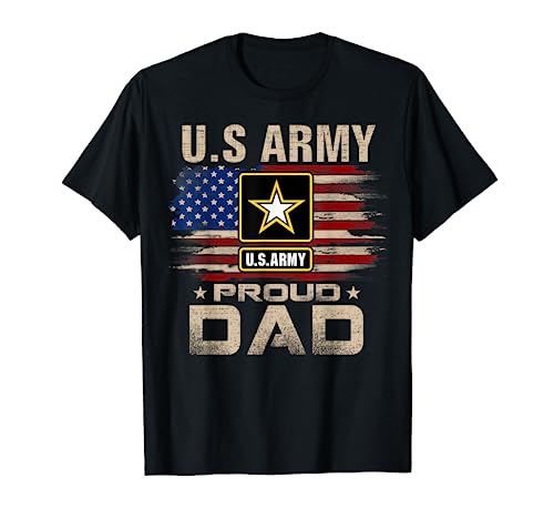 Vintage U.S Army Proud Dad With American Flag T-Shirt