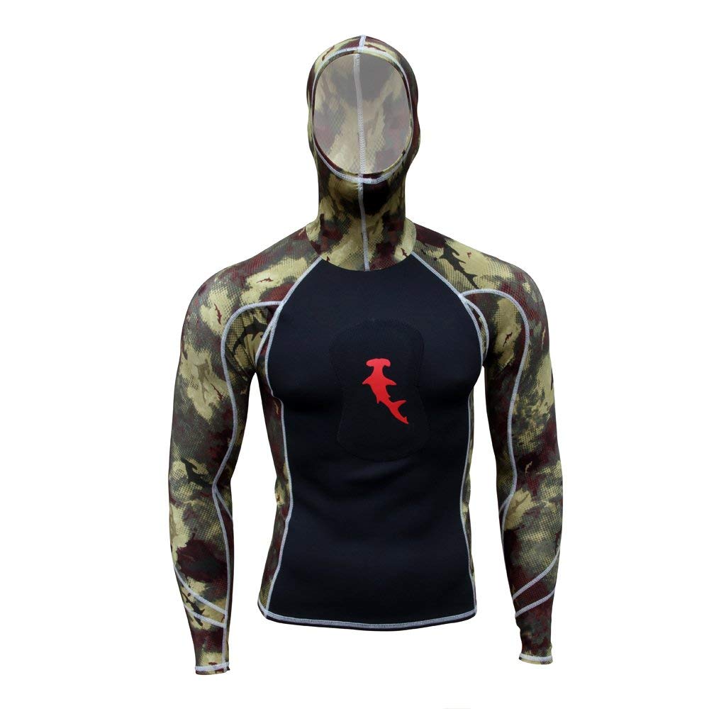 Hammerhead Spearguns - Ambush Long Sleeve Rashguard w/Hood - HH Camo Green - Large