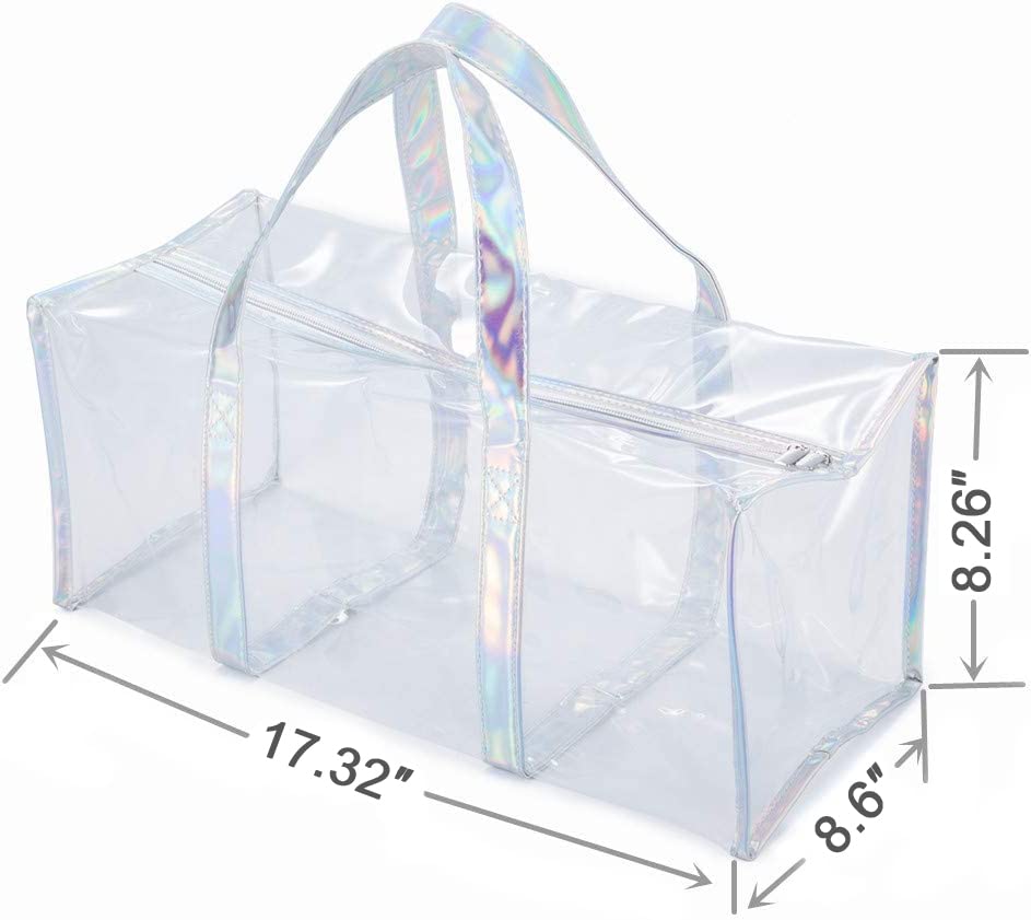 GigabitBest Clear Tote Bag Transparent Bag Stadium Approved Travel Gym See Through Toiletry Bag for Women