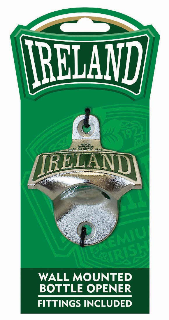 Ireland College Wall Mounted Bottle Opener With Green Shamrock Design