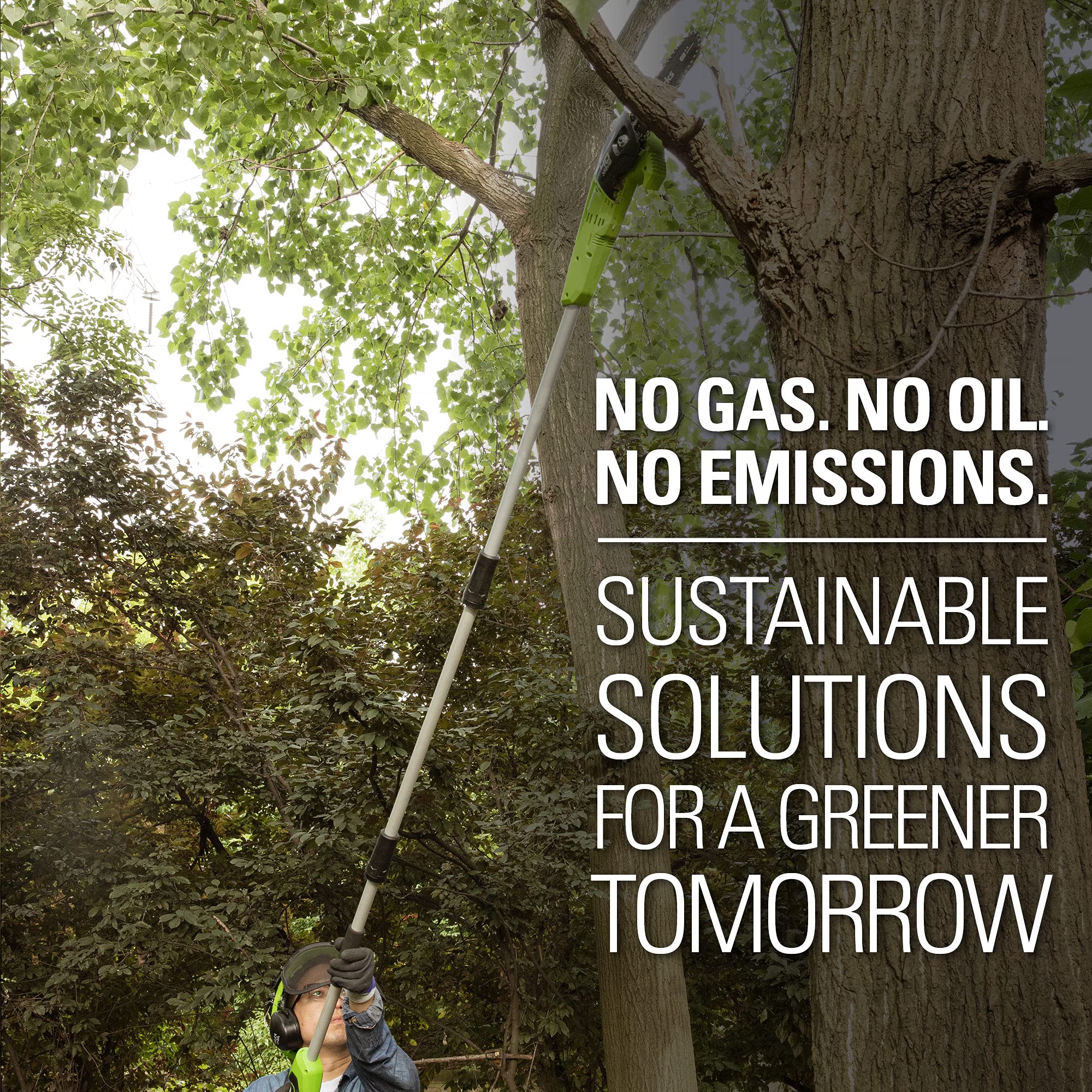 Greenworks 40V 8 inch Cordless Pole Saw Battery and Charger Not Included, PS40B00