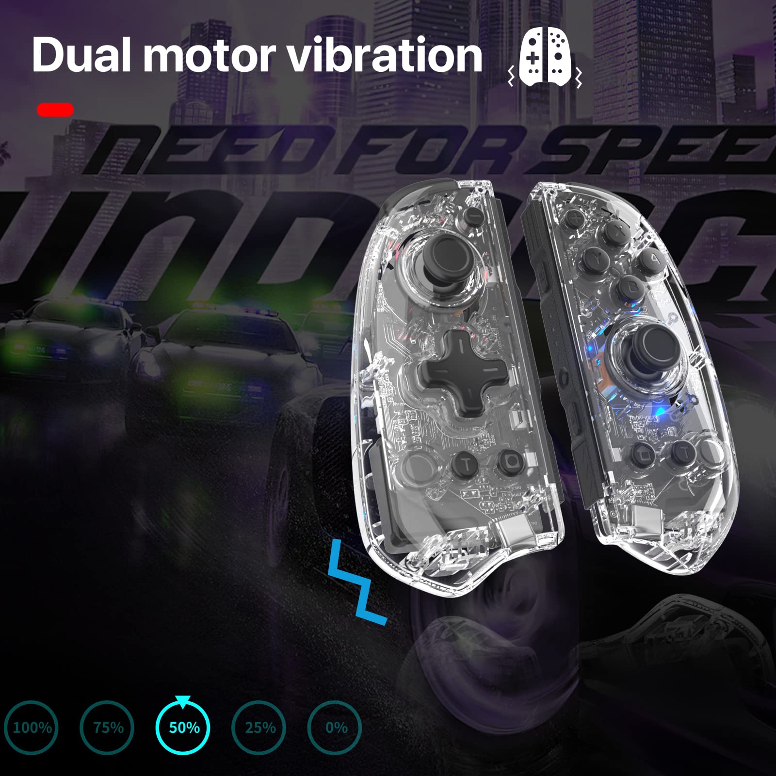 IINE Wireless Controller for Nintendo Switch/Switch OLED Replacement for Switch L/R Joypad with Turbo/Dual Vibration/Motion Control/Wake-up/RGB Backlight Functions