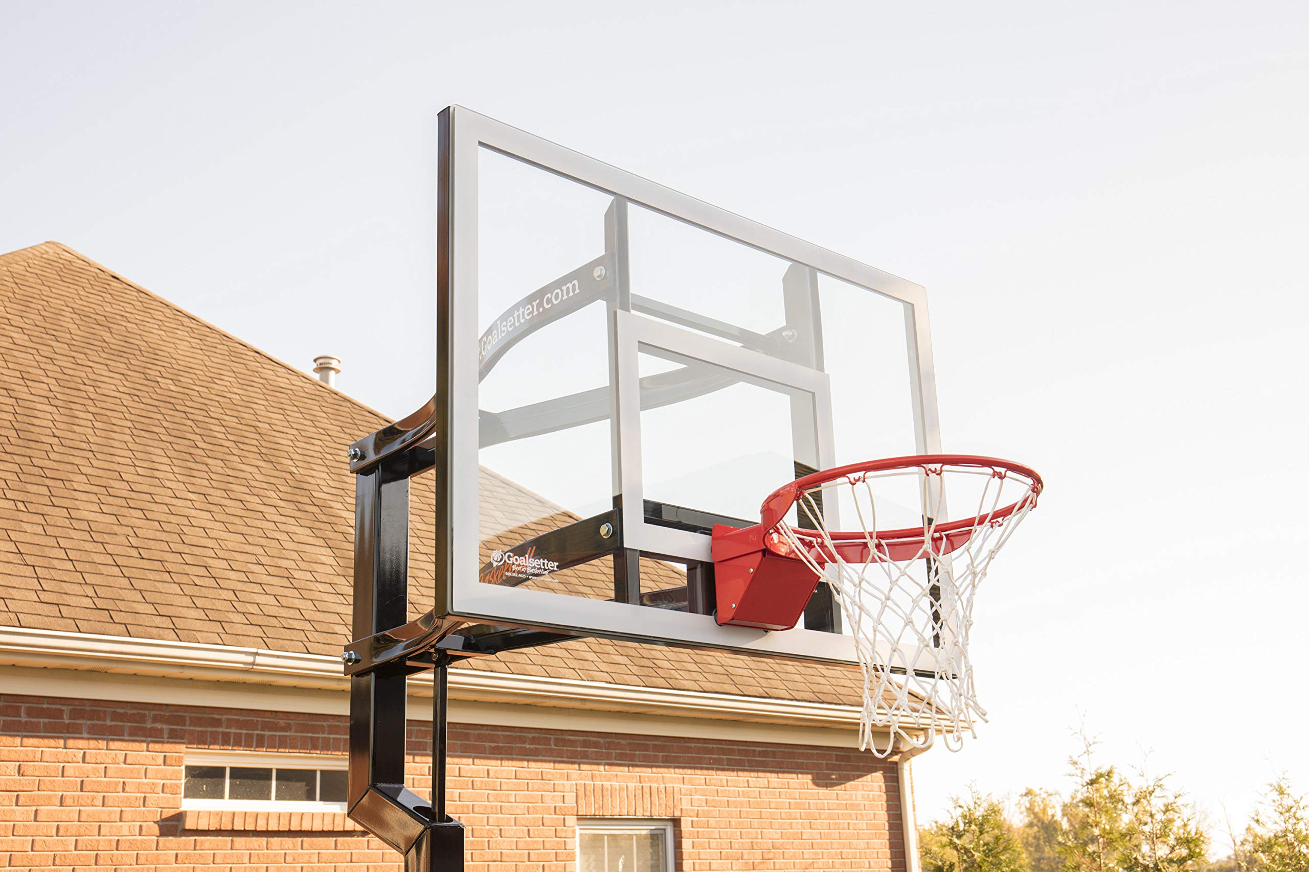 Goalsetter Contender In Ground Adjustable Basketball System with 54-Inch Glass Backboard and Flex Rim, Black (SS44554G3W)