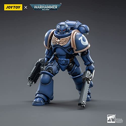 JoyToy Warhammer 40K 1/18 Action Figure Space Marines Ultramarines Model(Brother Catonus), Blue (JT2825)