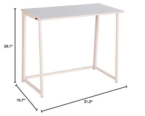 Urban Shop Folding Computer Desk-No Tools Assembly, White/Pink