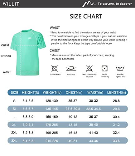 Willit Men's Rashguard Swim Shirts UPF 50+ Sun Protection Shirts Short Sleeve SPF Quick Dry Beach Shirt Light Green L